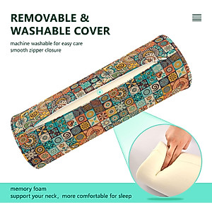 Vnurnrn Boho Mandala Neck Support Pillow Round Neck Roll Bolster Cylinder Pillow Cervical Pillows Round Neck Pillow for Leg Knee Back Head Support for Study Work Men Women