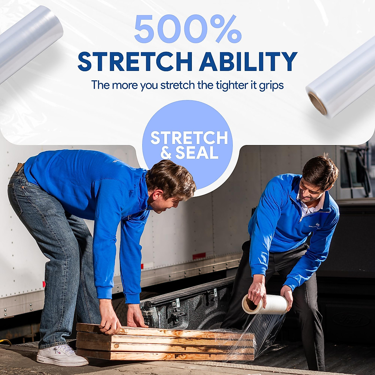 18" Stretch Film/Wrap 1200ft 500% Stretch Clear Cling Durable Adhering Packing Moving Packaging Heavy Duty Shrink Film Stretch Wrap(1 Pack, Clear)