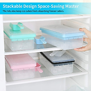 Food-grade Silicone Ice Cube Tray with Lid and Storage Bin for Freezer, Easy-Release 2 * 36 Small Nugget Ice Trays 1 ice Bucket & Scoop, Flexible Ice Cube Molds with Ice Container