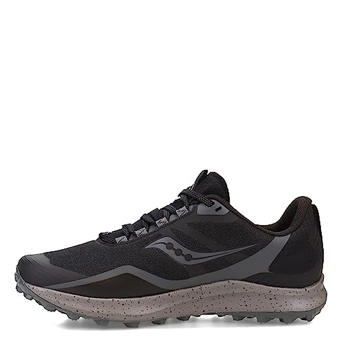 Saucony Men's Peregrine 12 Trail Running Shoe, Black/Charcoal, 11 Wide