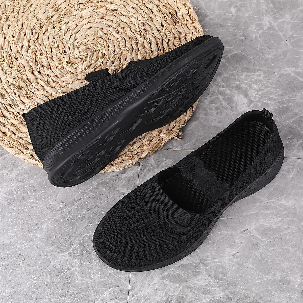 EnllerviiD Women Breathable Mary Jane Shoes Buckle Casual Walking Slip On Sneakers Blue 40