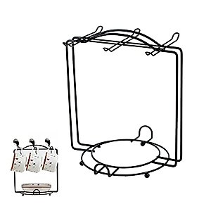 BUJIATANG 2 in 1 Tea Cup Holder Stand with Saucer Holder Stainless Steel Mug Tree Rack for 6 Mugs Metal Wire Coffee Cup Rack for Kitchen Black