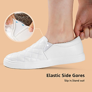 STQ White Sneakers for Women Slip On Tennis Shoes Comfortable Lightweight Nursing Shoes Fashion Sneakers for Teacher White Floral Size 8.5