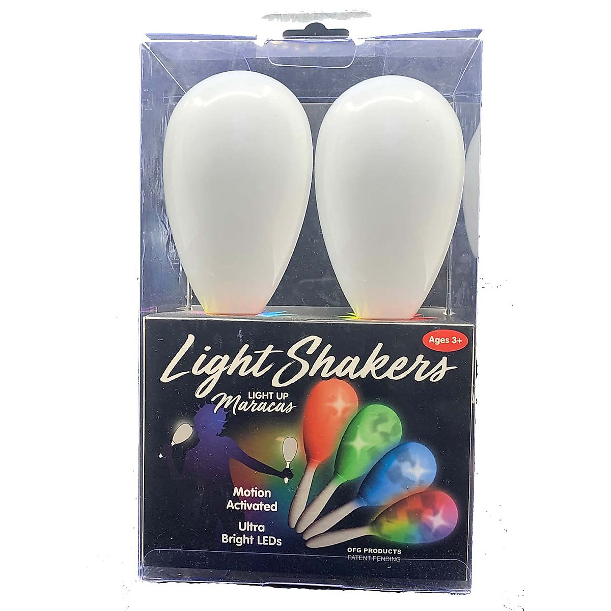 Pack of 2 Light Shakers LED Light Up Maracas - Choose From Multiple Modes: Solid Red, Green, and Blue; Plus COLOR CHANGE (Alternates Colors With Every Shake)