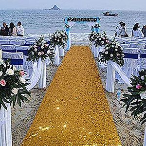 Aisle Runner for Wedding-15FTx2FT-Deep Gold Sequin Aisle Runner Indoor Outdoor Ceremonies Decor Carpet Runner Church Runner Wedding Walkway Carpet Runner Rugs Aisle Runner Sequins (2FTx15FT, Gold)