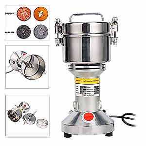 Homend High Speed 700g Electric Grain Mill Grinder Powder Machine Spice Herb Grinder 2500W 70-300 Mesh 36000RPM Stainless Steel Commercial Grade for Kitchen Herb Spice Pepper Coffee (700g)