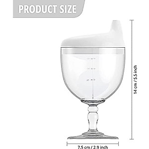 Toddler Sippy Cup - Plastic Wine Glass Goblet Beverage Mug Milk Bottle with Lid for Kids on Birthday Party Celebration (White, 1)