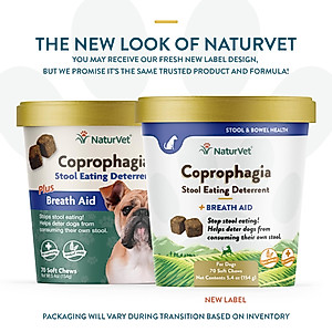 NaturVet – Coprophagia Stool Eating Deterrent Plus Breath Aid – Deters Dogs from Consuming Stool – Enhanced with Breath Freshener, Enzymes & Probiotics – 70 Soft Chews