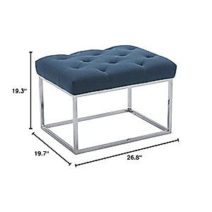 Amazon Brand – Rivet Mid-Century Modern Tufted Ottoman Stool with Metal Base, 26.8"W, Juniper