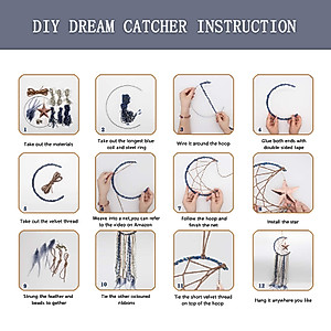 KPPKUEC Dream Catcher Craft,DIY Dream Catcher kit for Girls Moon Design Blue Wall Decor Catchers for Birthday Party Baby Shower Bridal Shower Wedding Nursery Baby Room Kids Xmas Gift Bedroom