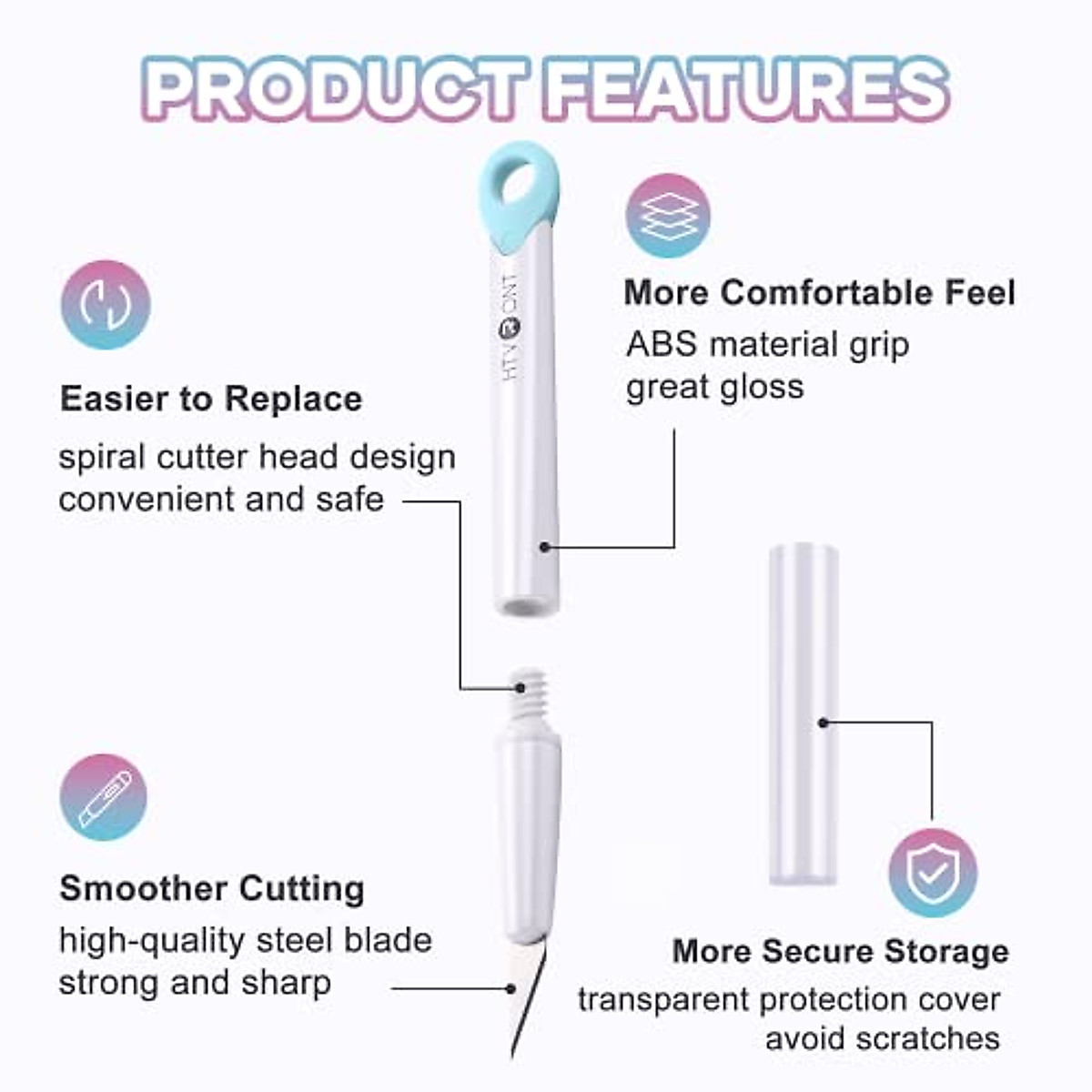 HTVRONT Craft Knife Set - 6 Pack Exacto Knife Set with Safety Cap, Use as Pen Knife, Hobby Knife, Precision Knife, Paper knife, Exacto Knife for Crafting and Art, Easy to Change Blade