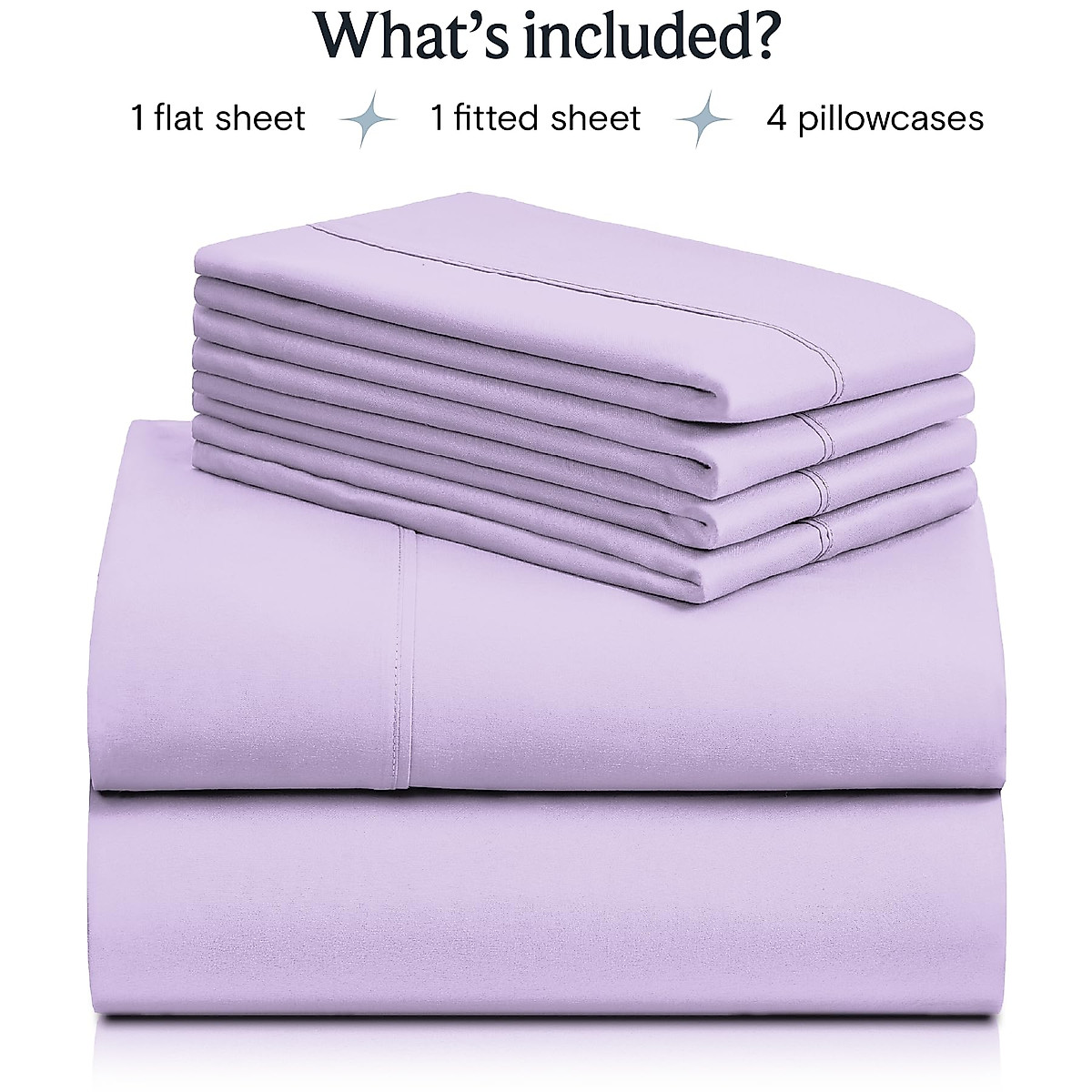 LuxClub 4 PC Full Sheet Set, Breathable Luxury Bed Sheets, Deep Pockets 18" Wrinkle Free Cooling Bed Sheets Machine Washable Hotel Bedding Silky Soft - Lavender Full