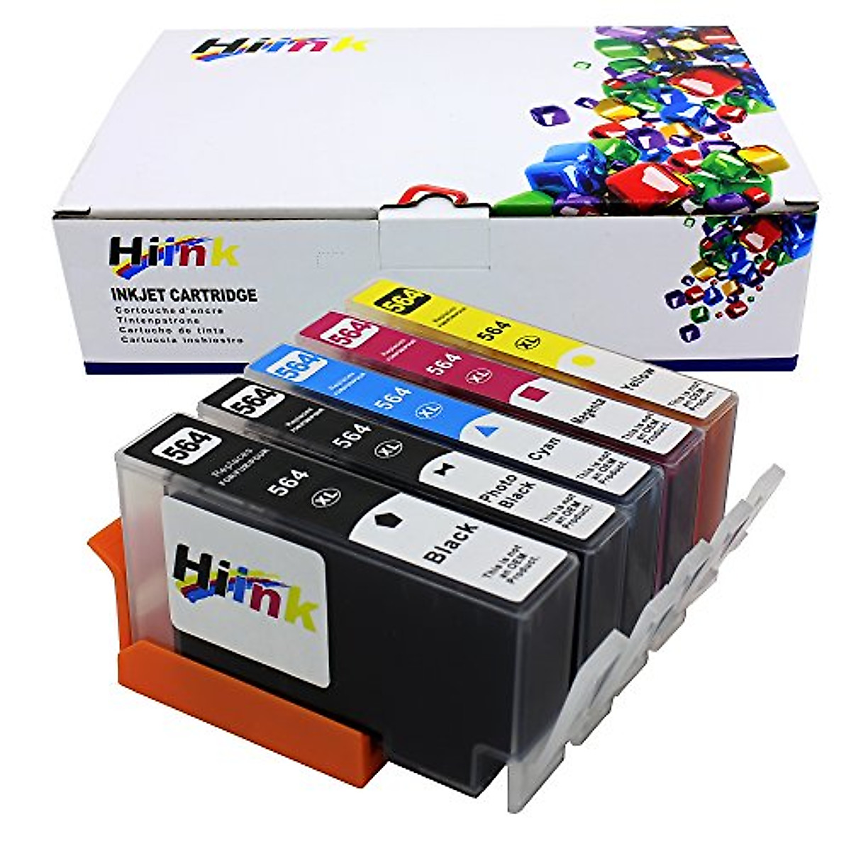Inkcool Remanufactured IC-HP564XL High Capacity Inks for Select HP All-in-One Printer Models, 1LB/1PB/1C/1Y/1M