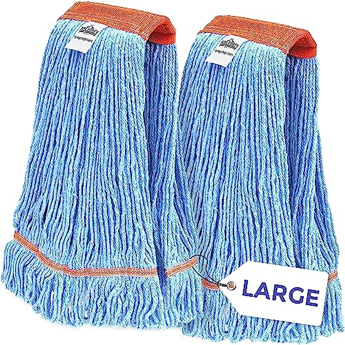 Nine Forty 2-Pack Industrial and Commercial-Grade Looped End Wet Mop Head Refill - Heavy Duty 20 Inch 4-Ply Premium Synthetic Yarn - for Optimal Absorption and Durability - Blue (2 Pack, Large)
