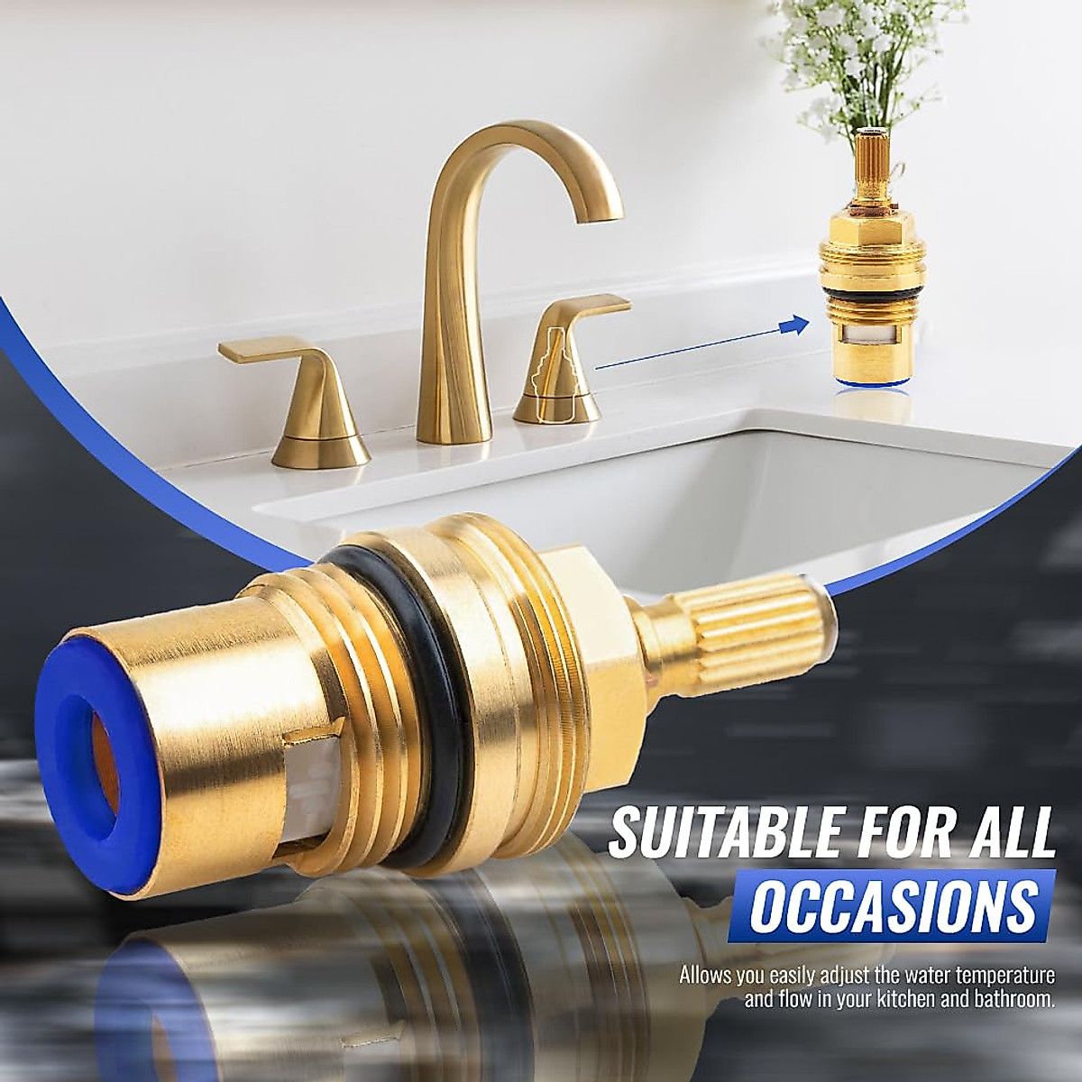 Kitchen Faucet Cartridge Replacement Parts for Hansgrohe 94008000, Cold Flow Right Side Installation Suitable for Shower Valve Cartridge (94008000)