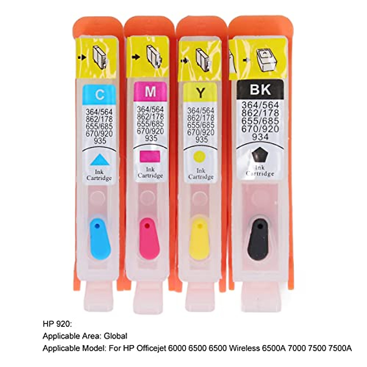 Fafeicy 4PCS Ink Cartridge,Permanent Chip Replacement Refill Ink Cartridge PP for Office (HP 920)
