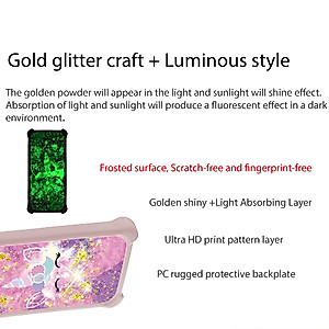 Case for Infinix Smart 6 Case Compatible with Infinix Smart 6 Phone Case Cover [with Tempered Glass Screen Protector][PC + TPU 2 in 1][Ring Support] [Gold Glitter+Luminous] JSF-DJS