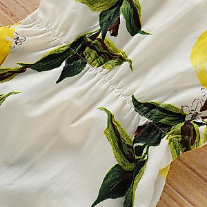 BOEBNOZCV Newborn Baby Girl Shoulder Girdle Pompom Tassel Romper Bodysuit Outfits Sleeveless Summer Lemon Sunsuit Clothes (Lemon, 0-6 Months)