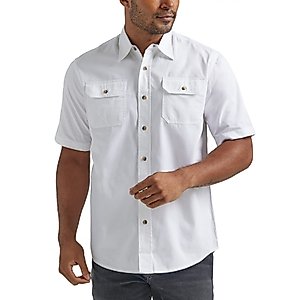 Wrangler Authentics mens Short Sleeve Classic Woven Button Down Shirt, Bright White, Large US