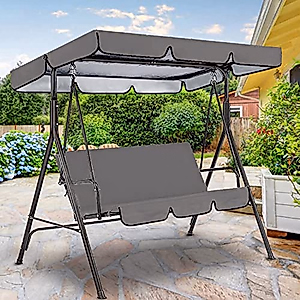 Waterproof Swing Canopy with Seat Cushion Cover 55.9"(L) x 47.2"(W), Outdoor UV Block Sun Shade Canopy of Swing Chair for Garden Park Balcony Backyard Swing Canopy Replacement Cover (Style-5)