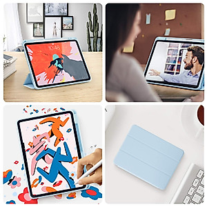 iPad Air 11 Inch Case 2024 / Air 6th 5th 4th Generation 2022/2020 10.9 Inch with Pencil Holder [Full Body Protection + Apple 2nd Pencil Charging and Auto Wake/Sleep] Smart Stand Case (Sky Blue) ﻿