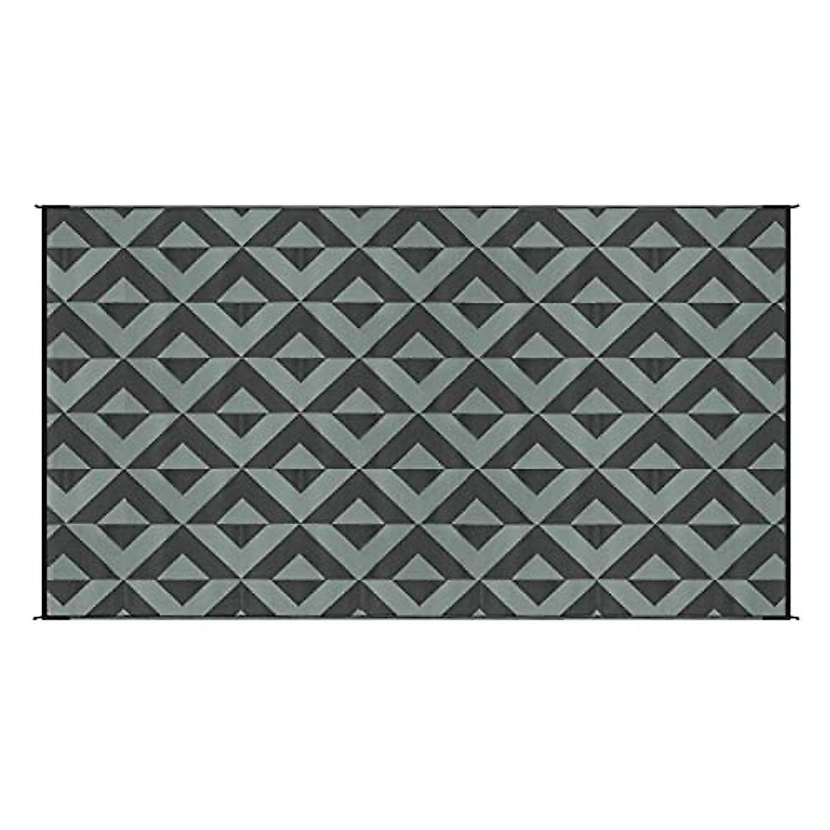 Rv Mat Patio Rug Geometric Triangle Pattern 9x16 Black/Grey