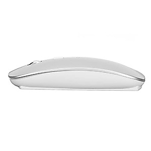Wireless Mouse, Noiseless Optical Mouse BT 5.0 and 2.4GHz Wireless Connection 1000/1200/1600DPI Gaming Mice for Win/OS X/Android System(Silver Smooth)