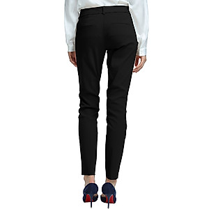 SATINATO Dress Pants for Women Work Slacks Casual Business Office Straight Stretch Slim Skinny Solid Trousers (16 Long, Black)