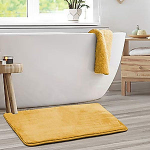 Clara Clark Bath Mat – Memory Foam Bath Mat - Soft Bathroom Rug - Non Slip and Super Absorbent - Fast Drying Machine Washable Bath Mat - Gold - Large Size 20” x 32”