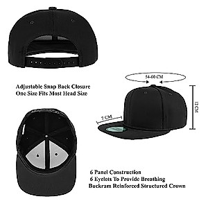 Gelante Snapback Hats for Men - Flat Bill Brim Baseball Cap Hat - Plain Blank Adjustable 1500-1PC Black