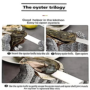 ohsuni Oyster Shucking Knife Oyster Knife, Set of 2 Oyster Shucker with Premium Wood-handle and 1 Pairs Level 5 Cut Resistant Gloves, (2Knifes+1Glove)