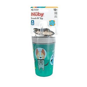 Nuby Snack N' Sip 2 in 1 Snack and Drink Cup (Red/Grey)