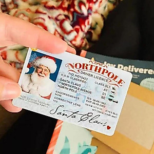 Santa Claus Lost Drivers License Christmas Decorations,Novelty Santa Sleigh Flying License ID Card,Flight License Christmas Eve Key Box Gift Xmas Tree Ornament Decorative Hanging Ornaments