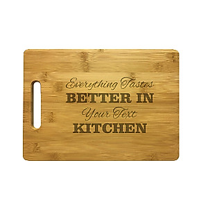 Personalized Cutting Board Everything Tastes Better Engraved Bamboo Kitchen Decor Large Size - Custom Cooking Gift for Mom Dad, Housewarmings, Anniversary, Wedding Gifts