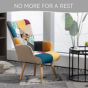 SAETSFEG Living Room Accent Chair with High Backrest, Bedroom Plaid Bohemian Upholstered Armchair for Mid Century, Modern Cozy Chairs for Small Spaces, Colorful 2 Pack