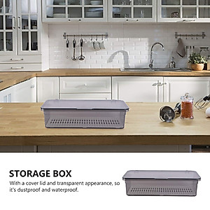 3pcs Plastic Cutlery Tray With Lid Utensil Storage Container Dinnerware Holder for Cutlery, Serving Spoons