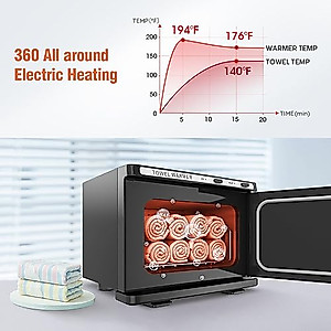 Hot Towel Warmer, Spa Towel Cabinet 8L Professional Mini Towel Heater, Towel Warmer for Facials SPA Barbershop Esthetician (Black)