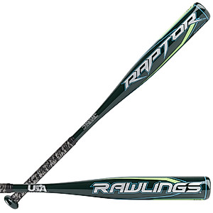 Rawlings | RAPTOR Baseball Bat | USA | -10 | 1 Pc. Aluminum | Dark Green | 29 inch