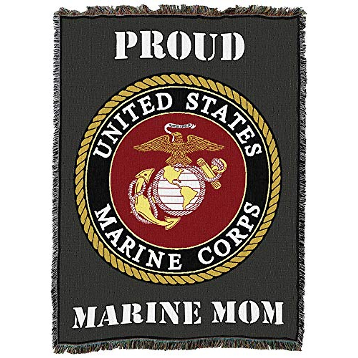 Pure Country Weavers US Marine Corps - Proud Mom Emblem Blanket - Gift Military Tapestry Throw Woven from Cotton - Made in The USA (72x54)