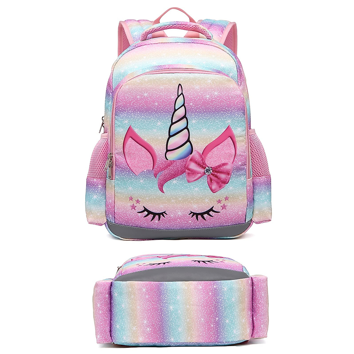 JIANYA Kids Backpack for School Girls Backpack Lunch Box Set Unicorn Preschool Kindergarten Bookbag with Chest Strap