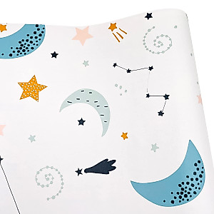 Yifasy Drawer Shelf Liner Moon Stars Self-Adhesive Furniture Inner Lining Paper Sheet Removable Kids Wallpaper Roll 118x18 Inch