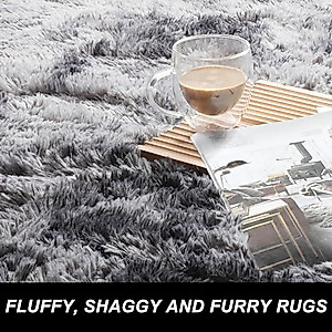 PAGISOFE Dark Grey Large Area Rugs for Living Room Carpet, 8x10 Rug, Big Fluffy Modern Area Rug, Shaggy Indoor Soft Rugs for Playroom, Men, Women, Kids Bedroom Rug, Home Decor, Plush Fuzzy Shag Rug