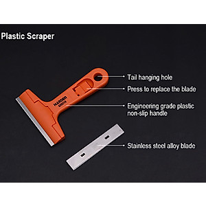 Edward Tools Razor Blade Scraper Tool with Replacement Blades - Scraper for Glass Top Stove, Cleaning Kitchen, Remove Stickers, Caulk, Clean Tile, Windshield - Quick Blade Change - Steel Alloy Blade
