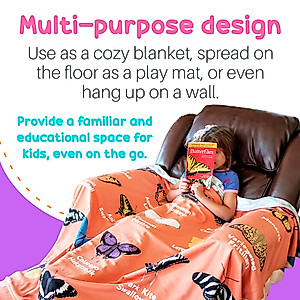Birdy Boutique - Double Sided Learning Blanket® - Yoga and Game - Cozy Soft Minky - Great for Early Readers, Homeschoolers, PreK, Kindergarten - 50" X 60"