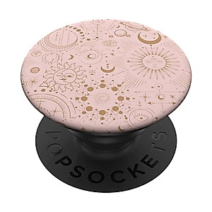 Astrology Space Stars Moon Mystical Pattern Pink PopSockets Standard PopGrip