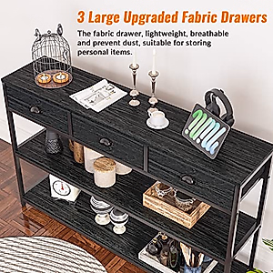 Furologee 5-Tier Bookshelf, Tall Bookcase with 2 Storage Drawers, Long 47" Console Table with 3 Drawers, Entryway Table with Storage Shelves