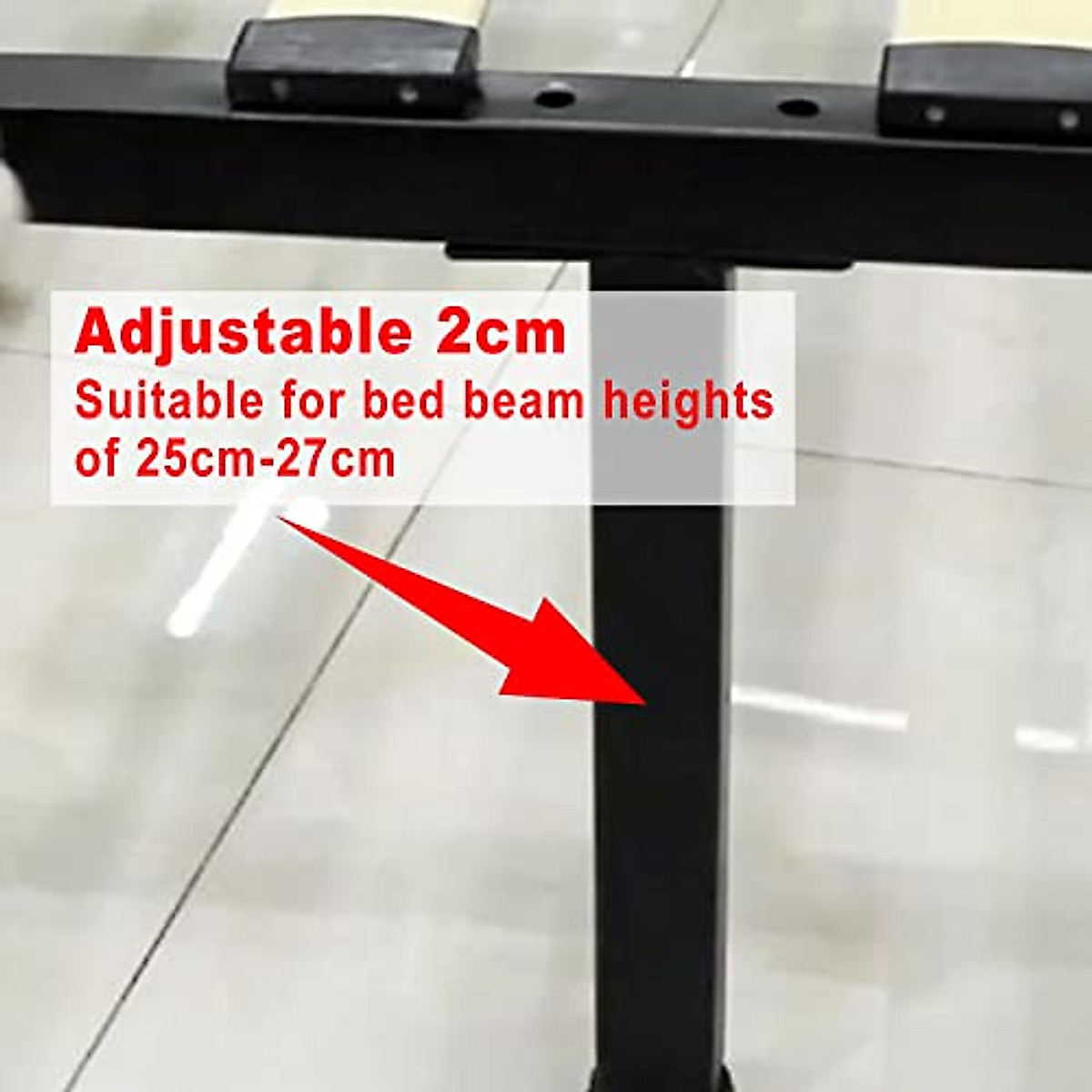 Bed Adjustable Legs, 9.8inch Metal Furniture Support Legs Foot Retractable Heavy Duty Bed Center Frame Height Slat Support Leg for Cabinet Sofa Platform Bed Frame Replacement Parts 1 Pcs (Black )