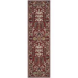 SAFAVIEH Antiquity Collection Runner Rug - 2'3" x 12', Red & Multi, Handmade Traditional Oriental Wool, Ideal for High Traffic Areas in Living Room, Bedroom (AT64A)