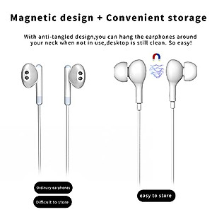 LAMSCAT USB C Headphones,Type C Wired Earbuds with Mic Noise Canceling Stereo in-Ear Headset with Volume for Samsung Galaxy S22 S21ultra S20 Pixel 6 5 4 OnePlus -White
