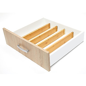 RoyalHouse Large Drawer Organizer (18" - 22") Adjustable Bamboo Drawer Dividers Organizers, Expandable Drawer Separators for your Kitchen, Bedroom, Bathroom, Dresser, Office, and More (4 pieces)